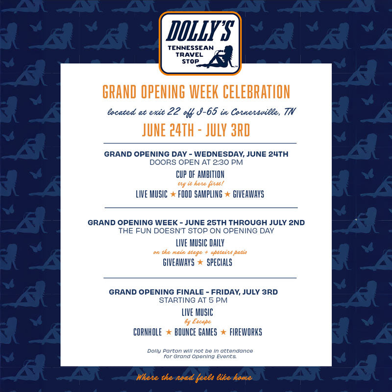 Dolly's Tennessean Travel Stop Reveals Grand Opening Week Celebration